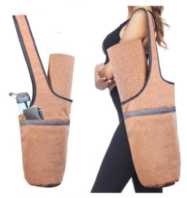 China Large Capacity Cork Yoga Mat Shoulder Bag 35x13.5 Inch Casual Fitness Tote for sale
