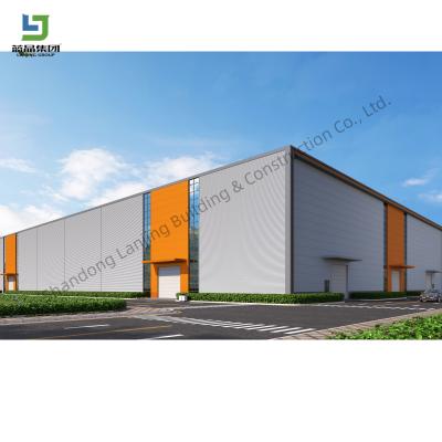 China Prefabricated  Light Steel Structure Prefab Multi Large Span Buildings Storage Warehouse Metal Warehouse Workshop Storage Shed Chicken House with Crane for sale