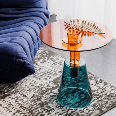 China Minimalism Living Room Tempered Glass Top Coffee Table Mini Light Luxury for sale