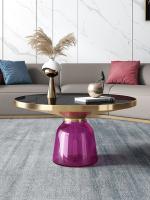 China Toughened Bell Blown Glass Coffee Table 35cm High Antiwear for sale