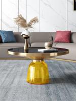 China Toughened Bell Blown Glass Coffee Table 35cm High Antiwear for sale