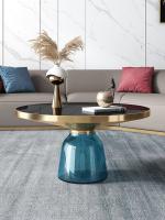 China Toughened Bell Blown Glass Coffee Table 35cm High Antiwear for sale