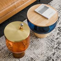 China Orange Glass Edge Creative Coffee Tables Wine Cup Shape Artistic Style ODM for sale
