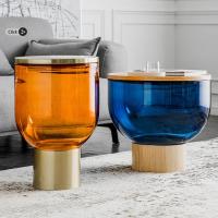China Orange Glass Edge Creative Coffee Tables Wine Cup Shape Artistic Style ODM for sale
