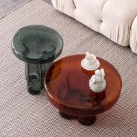China AMS 01 Tempered Glass Top Coffee Table Round High And Low Combined Glass Coffee Table for sale