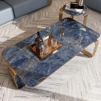 China Gold Metal Frame Rock Square Coffee Table 100KGS Rock Top Coffee Table for sale