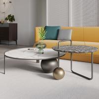 China Metal Base Round Rock Coffee Table 6mm Thick Rock Plate Living Room Tea Table for sale