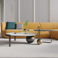 China Metal Base Round Rock Coffee Table 6mm Thick Rock Plate Living Room Tea Table for sale