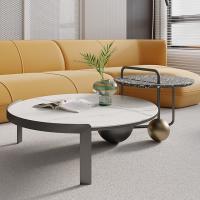 China Metal Base Round Rock Coffee Table 6mm Thick Rock Plate Living Room Tea Table for sale