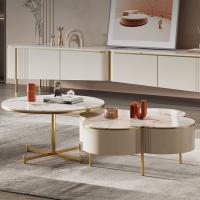 China Butterfly Shaped 90cm Round Rock Coffee Table 150KG Light Luxury Tea Table for sale