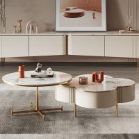 China Butterfly Shaped 90cm Round Rock Coffee Table 150KG Light Luxury Tea Table for sale