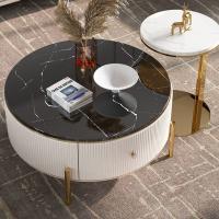 China P2 MDF Body Round Coffee Table With Storage Marble Texture ISO Certificated for sale