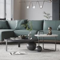 China ODM Fashionable Rock Plate Round Coffee Table Sets Of 2 58cm And 90cm for sale