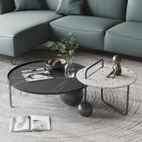 China ODM Fashionable Rock Plate Round Coffee Table Sets Of 2 58cm And 90cm for sale