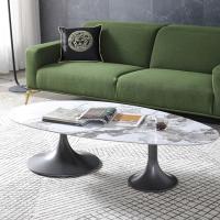 China 12mm Thick Ellipse Rock Top Coffee Table Anti Collision For Living Room for sale