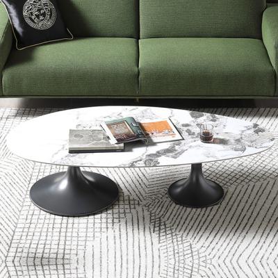 China 12mm Thick Ellipse Rock Top Coffee Table Anti Collision For Living Room for sale
