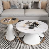 China 2pcs Living Room Round Rock Coffee Table 50cm Long With Super Fiber Leather for sale
