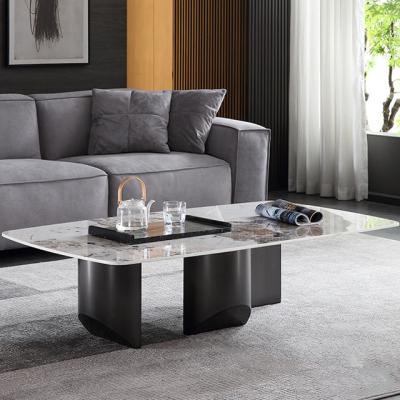 China OEM Marble Texture Rectangular Coffee Table Italian Minimalist Rectangular Tea Table for sale