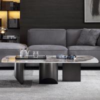 China OEM Marble Texture Rectangular Coffee Table Italian Minimalist Rectangular Tea Table for sale