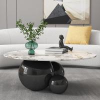 China Titanium Ball Based Round Rock Coffee Table 100cm Modern Rock Round Tea Table for sale
