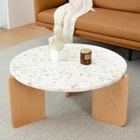 China 30in Marble Top Wood Base Coffee Table Patterned Marble Wooden Base for sale