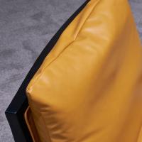 China ODM Yellow Leather Leisure Chairs With Wood Arms Wooden Base for sale