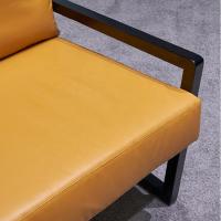 China ODM Yellow Leather Leisure Chairs With Wood Arms Wooden Base for sale