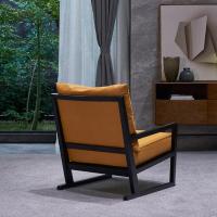 China ODM Yellow Leather Leisure Chairs With Wood Arms Wooden Base for sale