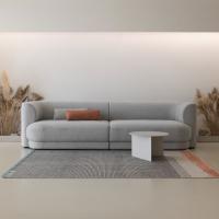 China Apartment Sectional Fabric Cloth Sofa Set Ergonomic White Gray for sale
