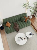 China Knitted Modern Fabric Sofa Set Ergonomic Cloth Green 3 Seater Fabric Sofa for sale