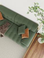 China Knitted Modern Fabric Sofa Set Ergonomic Cloth Green 3 Seater Fabric Sofa for sale
