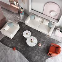 China 1 Plus 3 ODM White Modern Fabric Sofa Set Flannelette With Plush Cushions for sale