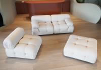 China Diamond Tufted Modern Fabric Sofa Set 270*90cm White Segmented Splicing for sale
