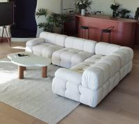 China Diamond Tufted Modern Fabric Sofa Set 270*90cm White Segmented Splicing for sale