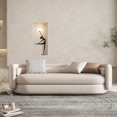 China Curved Armrests 3 And 1 Seater Sofa Long Straight Couch Plush Cushions for sale
