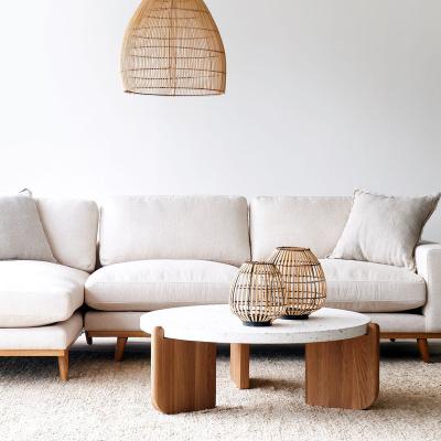 China Minimalist Marble Topped Pedestal Coffee Table White OEM Available for sale