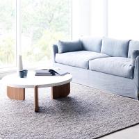 China Minimalist Marble Topped Pedestal Coffee Table White OEM Available for sale