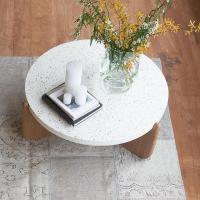 China Minimalist Marble Topped Pedestal Coffee Table White OEM Available for sale