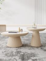 China PU Pedestal Marble Top Wood Coffee Table Round Bowl Shaped for sale