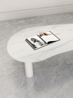 China Unique Shaped Marble Coffee Table With Wooden Base ODM for sale