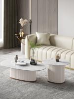 China 120*80cm Round Pedestal Coffee Table Marble Plate OEM With Wooden Base for sale