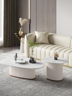 China 120*80cm Round Pedestal Coffee Table Marble Plate OEM With Wooden Base for sale