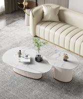 China 120*80cm Round Pedestal Coffee Table Marble Plate OEM With Wooden Base for sale