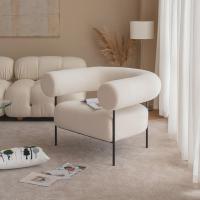 China White Cloth Fabric Leisure Chair Filling With 45d High Rebound Sponge for sale
