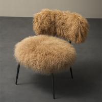China Fabric Leisure Chair White Fluff Black Frame New Leisure Chair for sale