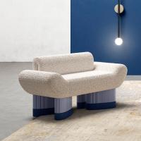 China Fabric Leisure Chair Solid Wood Retro Stripe Leisure Chair Lazy Arm Chair for sale