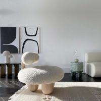 China Fabric Leisure Chair  White Fabric Soft Comfortable Imitation Wool Leisure Chair for sale