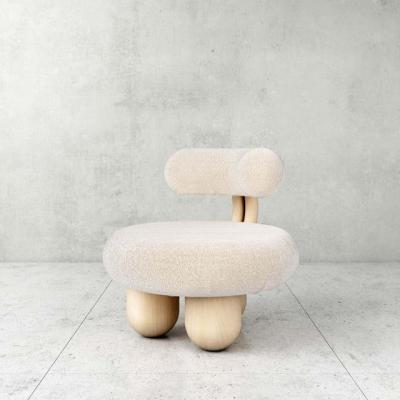 China Fabric Leisure Chair  White Fabric Soft Comfortable Imitation Wool Leisure Chair for sale