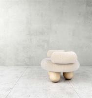 China Fabric Leisure Chair White Fabric Soft Comfortable Imitation Wool Leisure Chair for sale