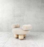 China Fabric Leisure Chair White Fabric Soft Comfortable Imitation Wool Leisure Chair for sale